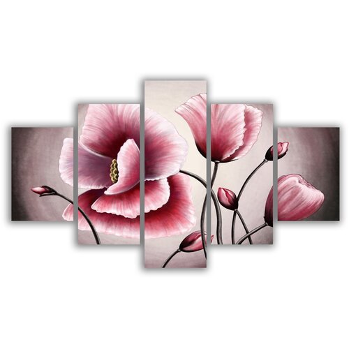 Модульная картина Розовые маки 140х80 см