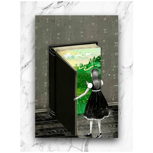 Картины для интерьера на холсте 40х60 см / Девочка с книгой
