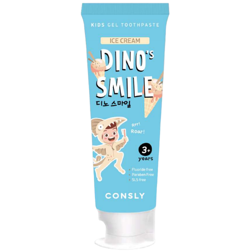 Consly Зубная паста гелевая детская c ксилитом и вкусом пломбира - Dino&#x27; s smile, 60г