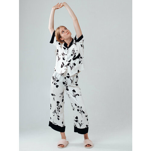 Пижама , размер XL, черный, белый