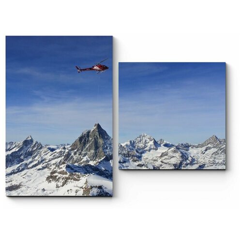 Модульная картина Вертолет над горами120x90