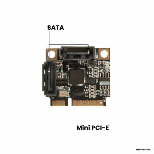Адаптер-переходник (плата расширения) Mini PCI-E на 2 порта SATA Gen3 (6 Гбит/с), NFHK N-1061D