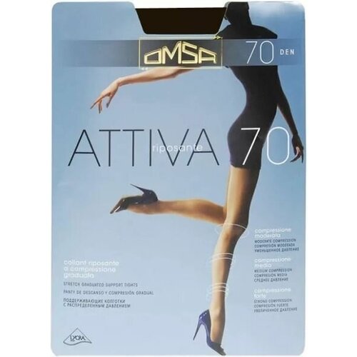 Колготки  Omsa Attiva, 70 den, размер 2, черный