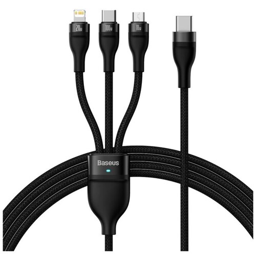 Кабель Baseus Flash Series II One-for-three Fast Charging Cable Type-C to M+L+C 100W 1.5m Black (CASS030201)