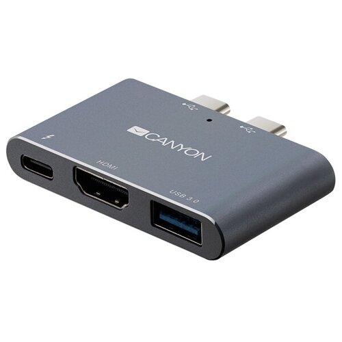 USB-концентратор  Canyon 3-в-1 Thunderbolt 3 (CNS-TDS01DG), разъемов: 2, серый