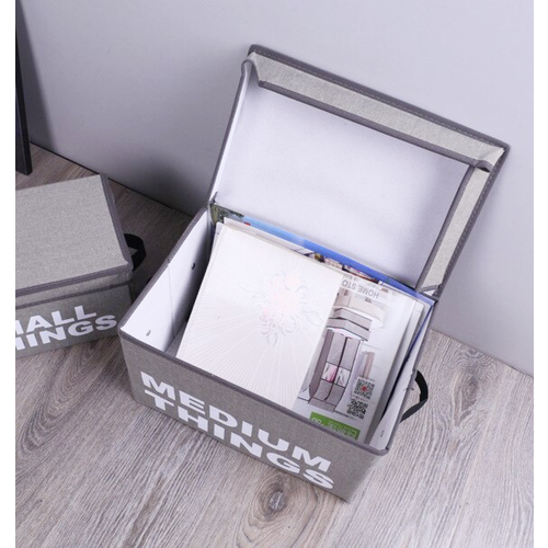 Тканевая складная коробка для хранения вещей, 33х21х21 см / Серый интерьерный короб с крышкой для белья, обуви, игрушек / Органайзер для дома