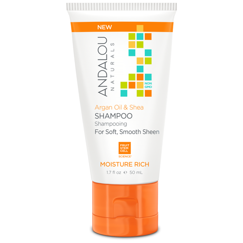 Andalou Naturals шампунь Argan Oil & Shea Moisture Rich для увлажнения волос, 50 мл