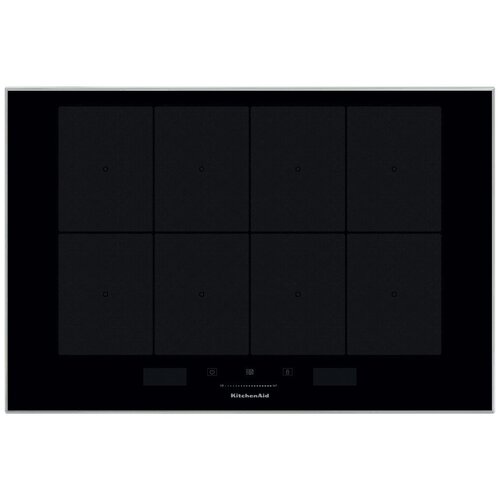 Индукционная варочная панель KitchenAid KHIAS 87700, с рамкой, цвет панели черный, цвет рамки серебристый