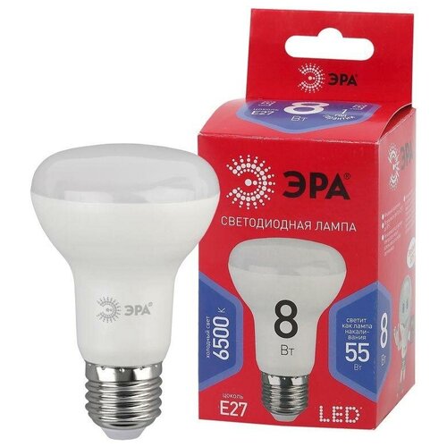 Лампа светодиодная R63-8W-865-E27 R (диод рефлектор 8Вт холодн. E27) | код. Б0045336 | Эра (80шт. в упак.)