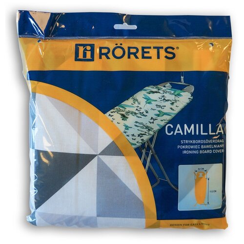Чехол для гладильной доски Rorets Camilla, 112х32 см, белый/серый