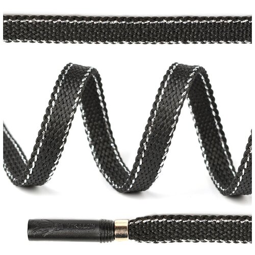 Шнурки TBY плоские 8мм арт. SLF027 длина 130 см цв. черный/серебро уп.10шт