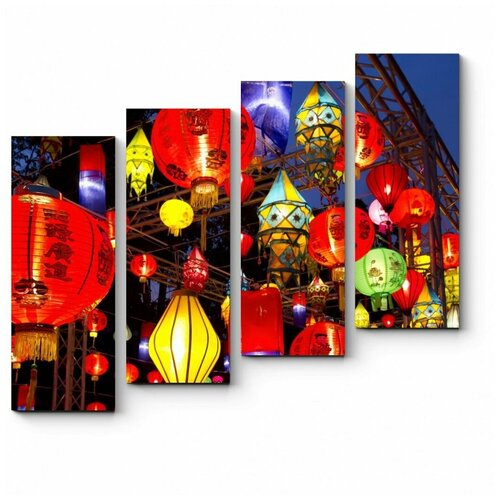 Модульная картина Волшебный свет китайских фонариков, Гонконг 100x86