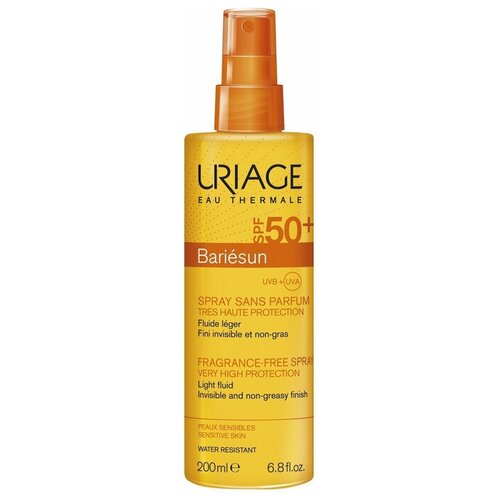 Солнцезащитный спрей для лица и тела без ароматизаторов Uriage Bariesun Spray Sans Parfum SPF50, 200 мл