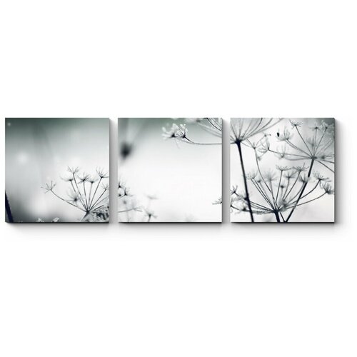 Модульная картина Замерзшие цветы 60x20