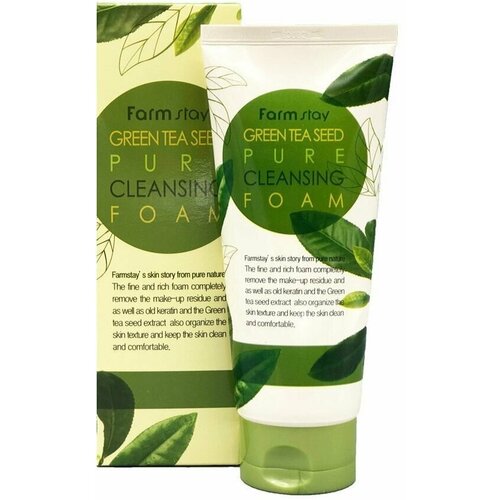 Пенка для умывания лица Корея. FarmStay Green Tea Seed Pure Cleansing Foam