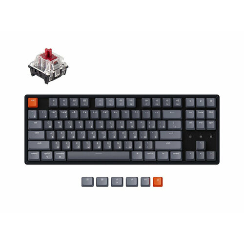 Клавиатура беспроводная механическая Keychron K8, Bluetooth, RGB, Gateron Red Switch, Черный/Серый K8J1