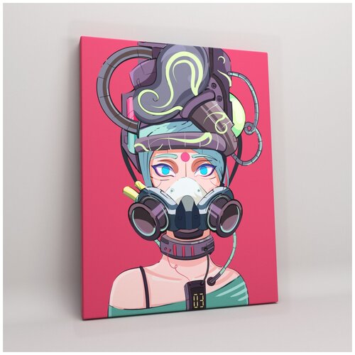 Интерьерный постер (картина) "Аниме - Cyberpunk girl" на холсте с подрамником, размер 30х40