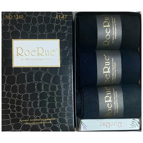 Носки RoeRue, 3 пары, размер 41-47, черный
