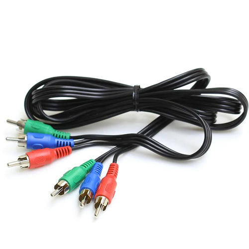 Компонентный видео кабель (3 RCA - 3 RCA) для передачи аналогового видео- и аудиосигнала / 1.5 м / зелёный-синий-красный