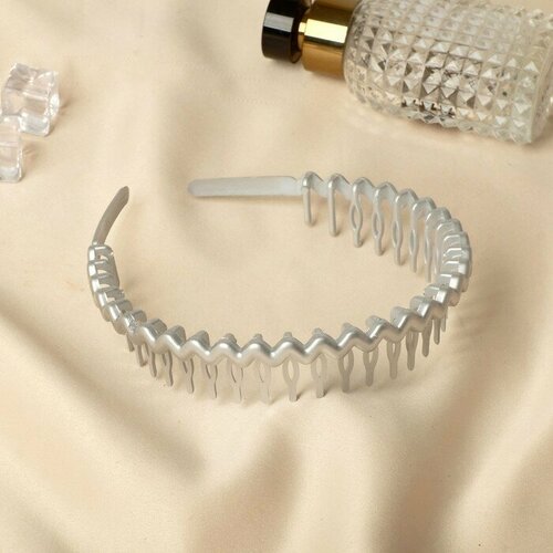 Ободок для волос "Шейла" волна длинные зубчики, 2,5 см, серебро золото