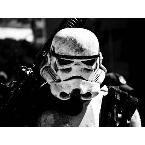 Плакат, постер на холсте Star Wars: Stormtrooper/Звёздные войны: Штурмовик/черно-белый. Размер 21 х 30 см