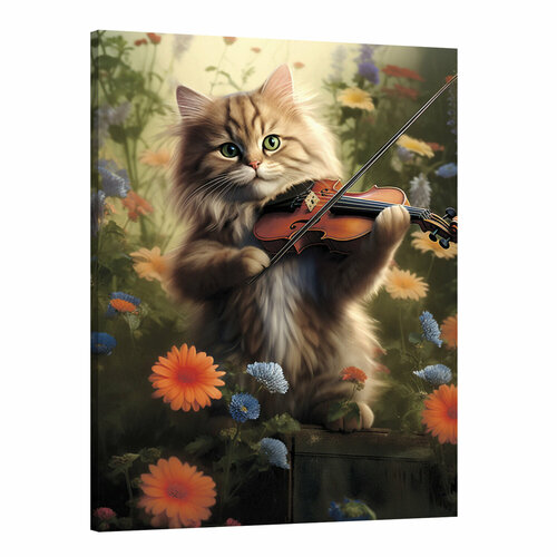 Интерьерная картина 50х70 "Кот и его музыка"