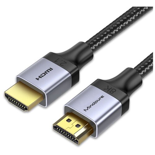 Кабель Mindpure HDMI - HDMI 2.1 8k 60Hz, 4k 120Hz, HDR, eARC, Тканевая оплетка HD009 1м.