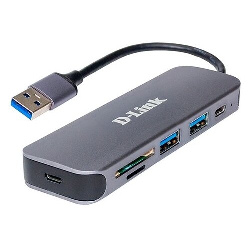 USB-концентратор  D-Link DUB-1325, разъемов: 2, серый