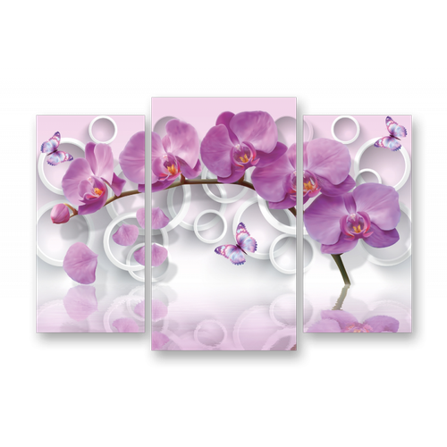 Модульная картина на стекле | Diva Kartina | Цветы. Орхидеи. Нежное отражение | 100X70 см