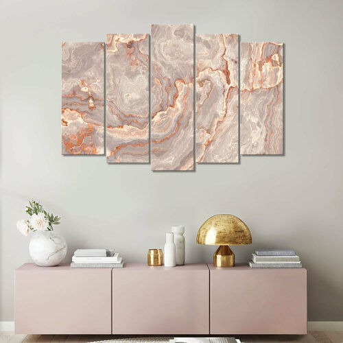 Модульная картина/Модульная картина на холсте/Модульная картина в подарок/розовый мрамор оникс-pink marble onyx 125х85