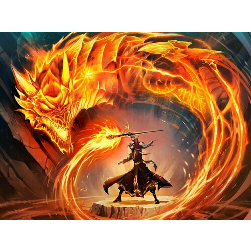 Плакат, постер на холсте World of Warcraft: Дыхание дракона/игровые/игра/компьютерные герои персонажи. Размер 30 на 42 см