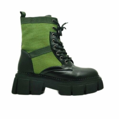 Ботинки, размер 36, черный, зеленый