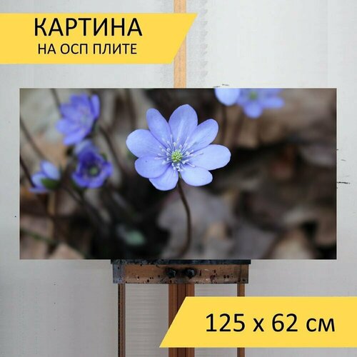 Картина на ОСП 125х62 см. "Цветок, природа, весна" горизонтальная, для интерьера, с креплениями