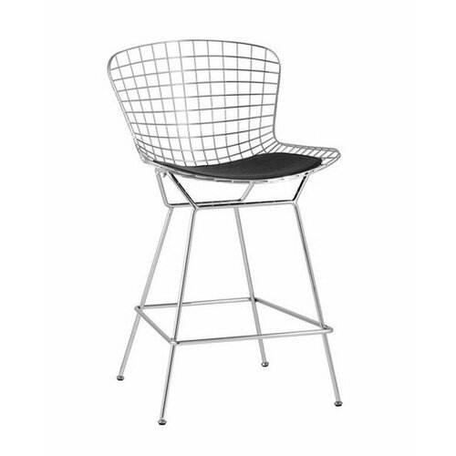 Стул полубарный Stool Group Bertoia BTY-24L-P6 CH/BL хромированный/черная подушка