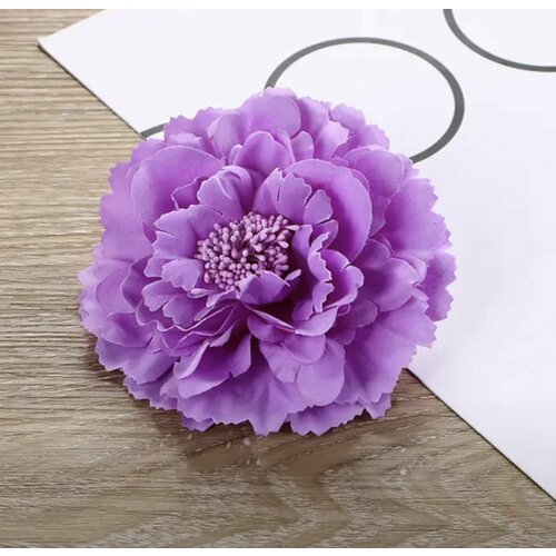 Заколка для волос-брошь, цветок Пион, диаметр 12 см, фиолетовый