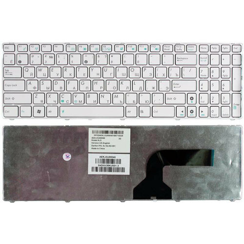 Клавиатура для ноутбука Asus X5MT, русская, белая рамка, белые кнопки