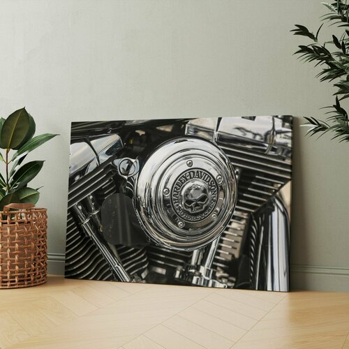 Картина на холсте (мотор harley davidson двигатель харлей дэвидсон sportster нулевик) 40x60 см/для интерьера/в комнату/на стену/в подарок