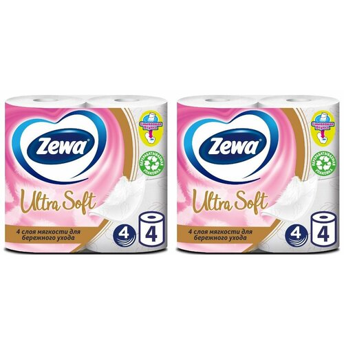 Zewa Туалетная бумага Ultra Soft, 4 слоя, 4 рулона, 2 уп