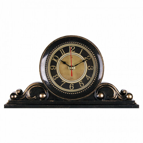 Часы настольные Рубин 26х14 см, корпус черный с медью "Классика" (2514-006)