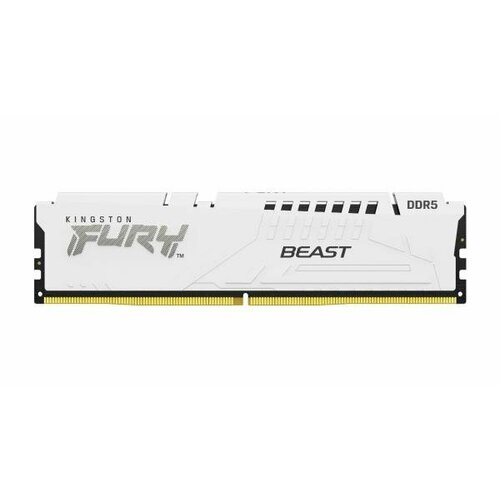 Оперативная память для компьютера 64Gb (2x32Gb) PC5-44800 5600MHz DDR5 DIMM CL40 Kingston Fury Beast White KF556C40BWK2-64