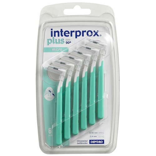 Зубной ершик InterProx Plus micro 0.9, зеленый, 6 шт., диаметр щетинок 2.4 мм