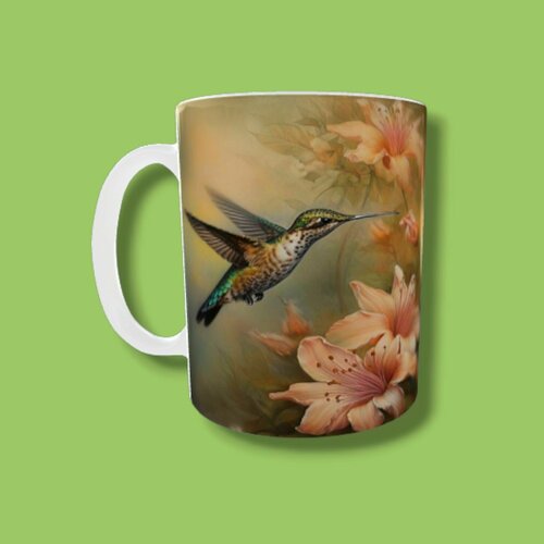 Кружка для чая с принтом птицы "Колибри " 330мл