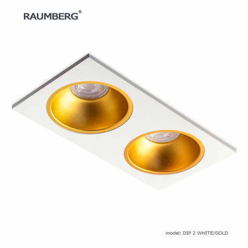 Встраиваемый неповоротный светильник RAUMBERG DIP 2 wh/gold белый с золотистыми вставками под светодиодную лампу GU10