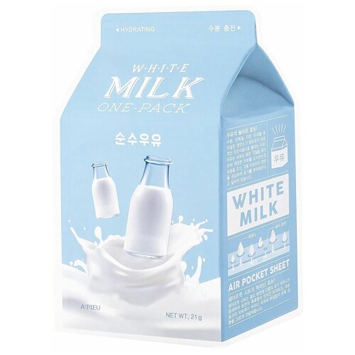 A'PIEU Маска тканевая с молочными протеинами и экстрактом алоэ White Milk One-Pack, 21 г, 23 мл