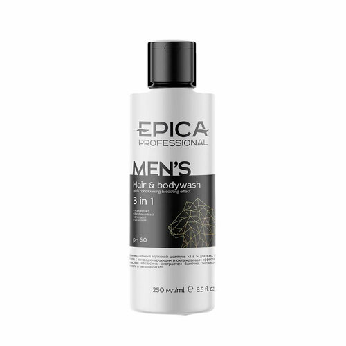 Шампунь для волос универсальный EPICA Professional Mens Hair Men's Hair & Bodywash 3 in 1 250 мл