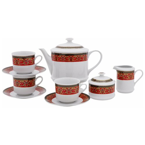 Чайный сервиз на 6 персон Leander Сабина "Красный кант" 15 предметов