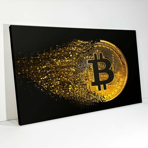 Картина биткоин - икона майнера на холсте 40х60см