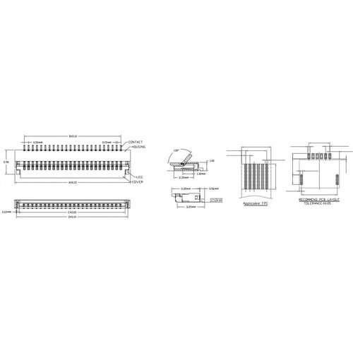 Разъем FPC Flip-Lock 1010-12RLGF 12 pin высота 1мм шаг 1мм