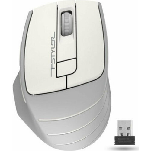 Мышь Беспроводная мышь компьютерная A4 Fstyler FG30, 2000dpi, серый/белый