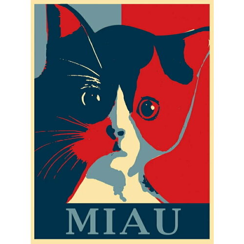 Плакат, постер на холсте Cat/Кот/MIAU/искусство/арт/абстракция/творчество. Размер 30 на 42 см